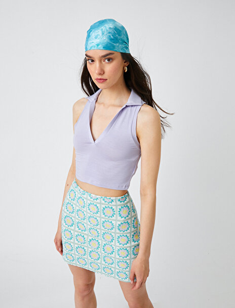 Koton Kadın Crop Atlet Polo Yaka Koton Kadın Crop Atlet Polo Yaka