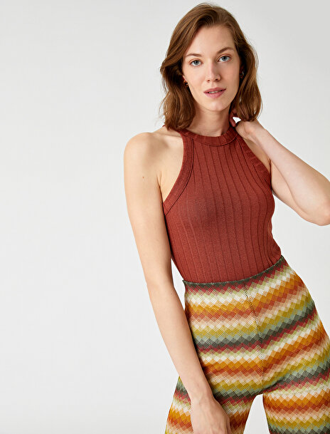 Koton Kadın Triko Atlet Halter Yaka Nervürlü Koton Kadın Triko Atlet Halter Yaka Nervürlü