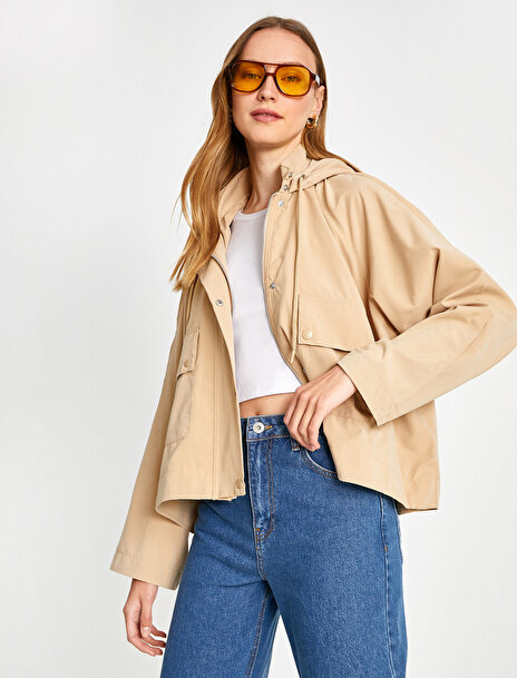 Koton Kadın Oversize Ceket Kapüşonlu Cepli