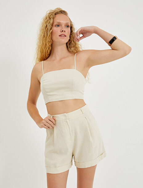 Koton Kadın Crop Atlet İnce Askılı Keten Karışımlı Koton Kadın Crop Atlet İnce Askılı Keten Karışımlı