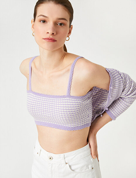 Koton Kadın Crop Atlet İnce Askılı Örgü