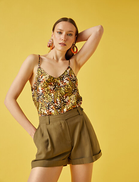 Koton Kadın Ece Sükan X Koton - İnce Askılı Desenli Atlet