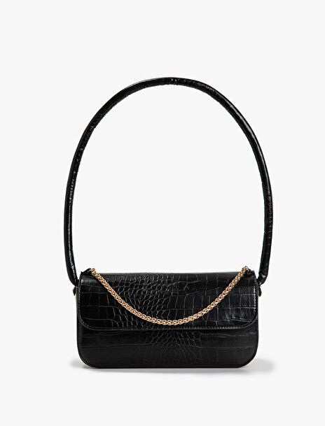 Koton Kadın Ece Sükan X Koton - Deri Görünümlü Zincir Detaylı Çanta