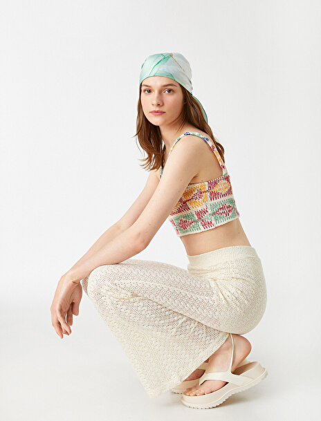 Koton Kadın İspanyol Paça Pantolon Tığ Örgüsü Pamuklu