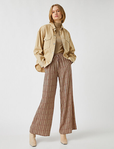 Koton Kadın Geniş Paça Beli Bağcıklı Pantolon