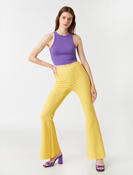 Koton Kadın İspanyol Paça Pantolon Desenli