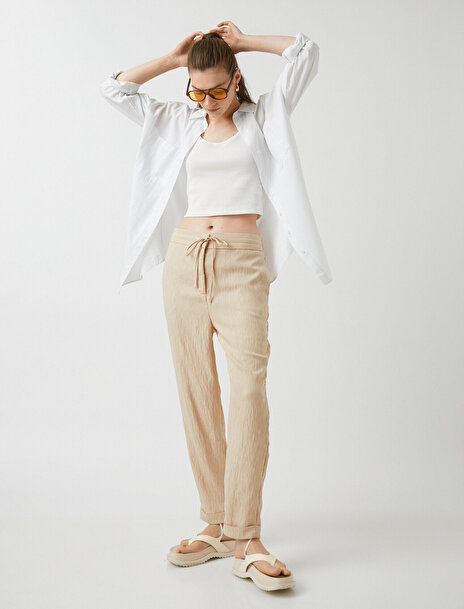 Koton Kadın Rahat Kesim Pantolon Beli Bağlamalı