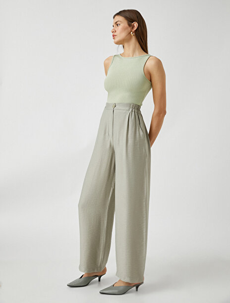 Koton Kadın Yüksek Bel Bol Paça Cepli Pantolon