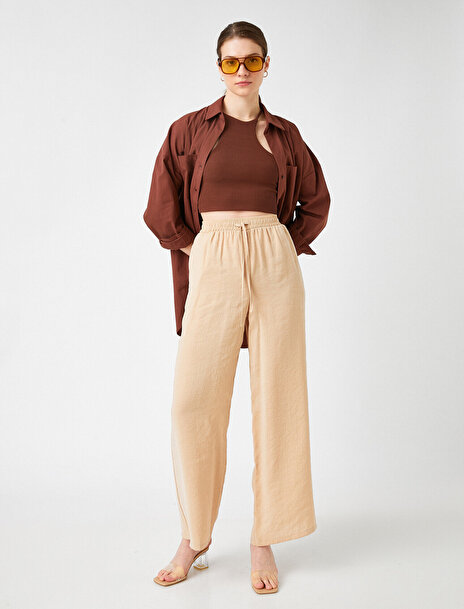 Koton Kadın Bol Paça Pantolon Beli Bağlamalı