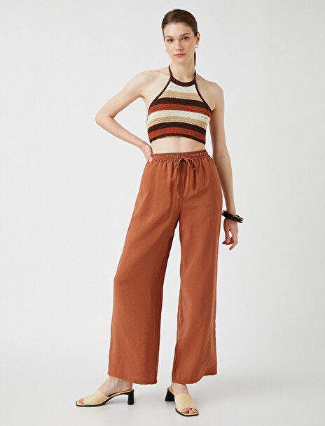 Koton Kadın Bol Paça Pantolon Beli Bağlamalı