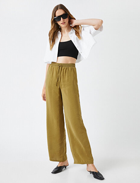 Koton Kadın Bol Paça Pantolon Beli Bağlamalı