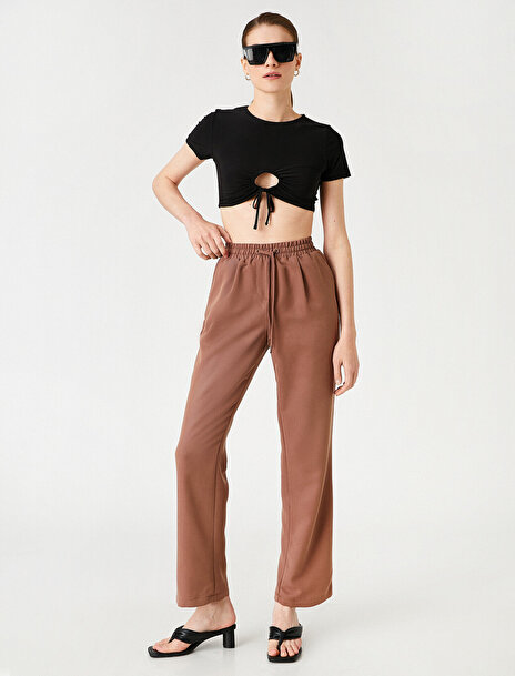 Koton Kadın Bol Paça Pantolon Cepli Beli Bağlamalı