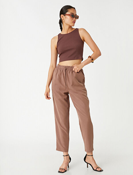 Koton Kadın Beli Bağlamalı Pantolon Modal Karışımlı