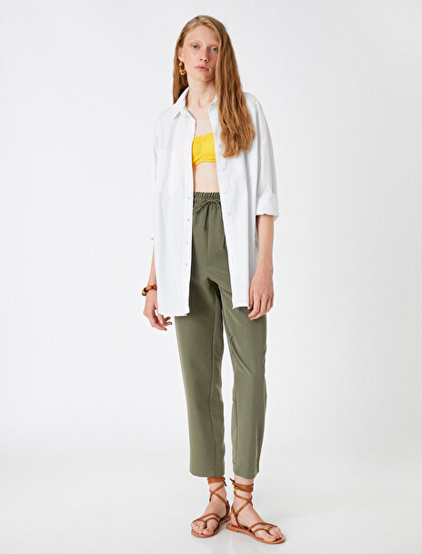 Koton Kadın Beli Bağlamalı Pantolon Modal Karışımlı