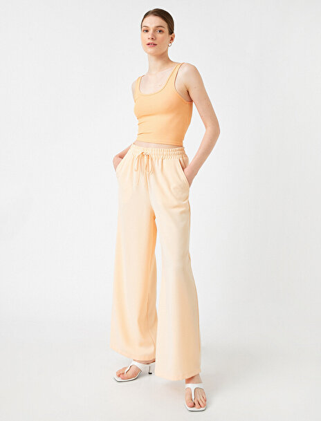 Koton Kadın Bol Paça Pantolon Cepli Beli Bağlamalı