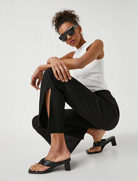 Koton Kadın Beli Lastikli Paçası Yırtmaçlı Pantolon