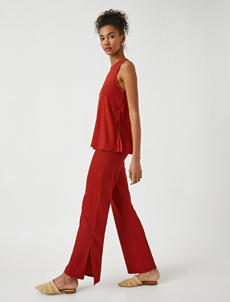 Koton Kadın Beli Lastikli Paçası Yırtmaçlı Pantolon