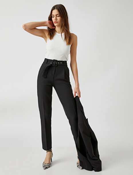Koton Kadın Yüksek Bel Kemerli Pantolon