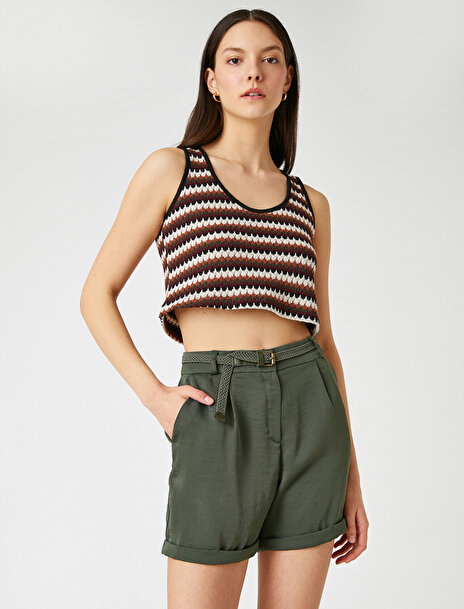 Koton Kadın Beli Kemerli Cepli Şort