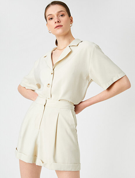 Koton Kadın Mini Şort Pileli Cepli Yüksek Bel