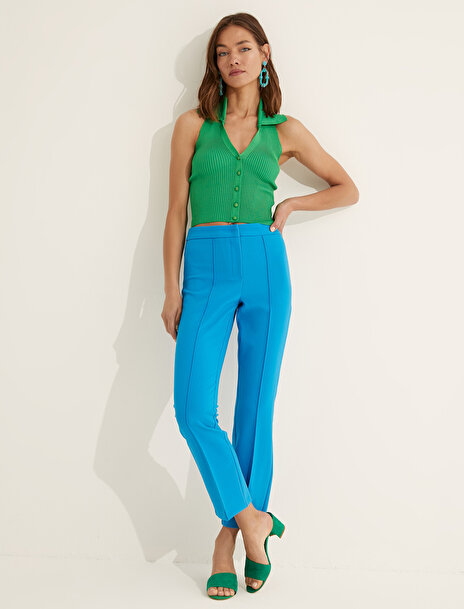 Koton Kadın Melis Ağazat X Koton - Dikiş Detaylı Crop Pantolon Koton Kadın Melis Ağazat X Koton - Dikiş Detaylı Crop Pantolon
