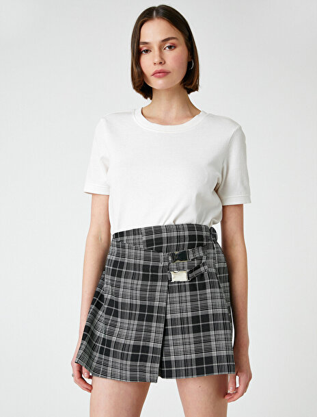 Koton Kadın Kareli Şort Etek