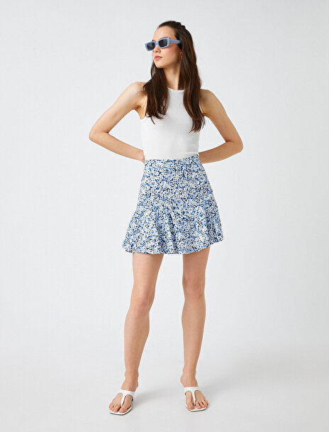 Koton Kadın Mini Şort Etek Fırfırlı Beli Lastikli