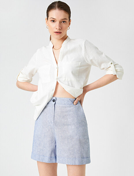 Koton Kadın Keten Şort Cepli