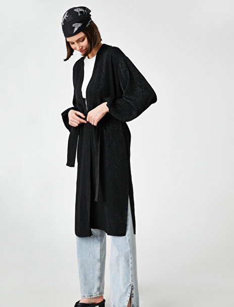 Koton Kadın Uzun Kollu Beli Bağlamalı Kimono