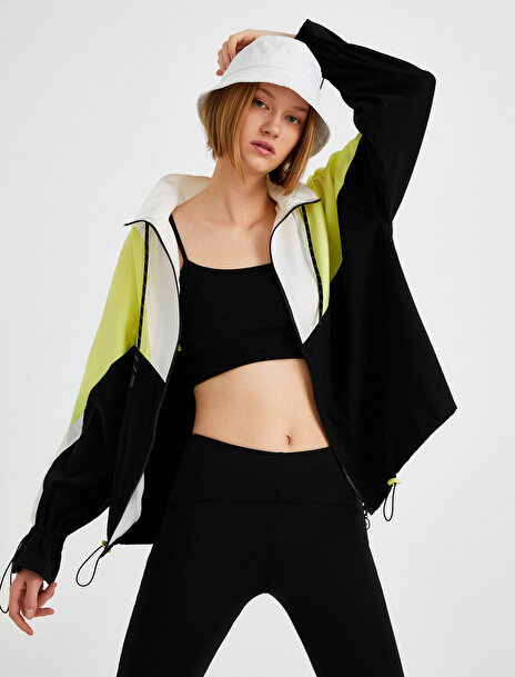 Koton Kadın Fermuarlı Renk Bloklu Ceket