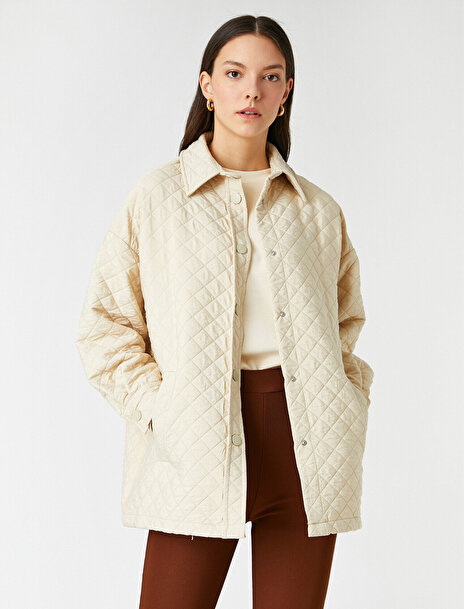 Koton Kadın Polo Yaka Kapitone Mont