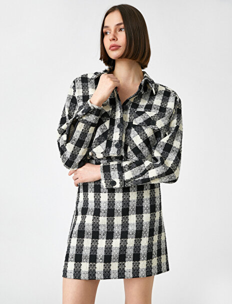 Koton Kadın Kareli Cepli Ceket