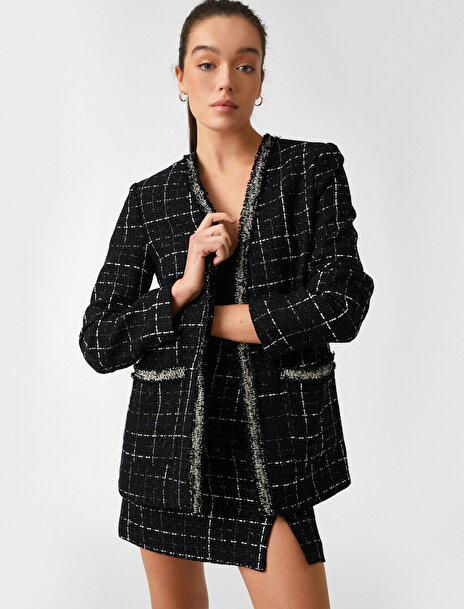 Koton Kadın Cepli Tüvit Blazer Ceket