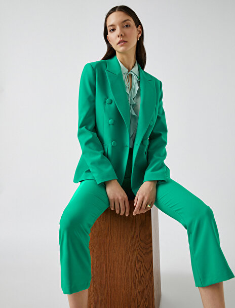 Koton Kadın Kruvaze Düğmeli Katlı Yaka Blazer Ceket