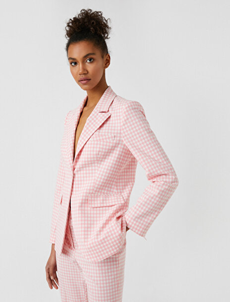 Koton Kadın Ekoseli Ceket Cep Detaylı