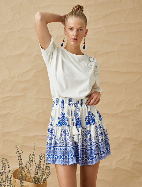 Koton Kadın Kroşe Örgü Detaylı Oversize Tişört