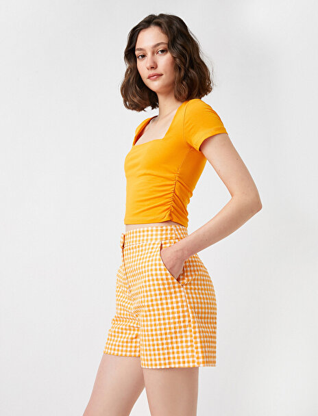 Koton Kadın Kare Yaka Tişört Kısa Kollu Pamuklu