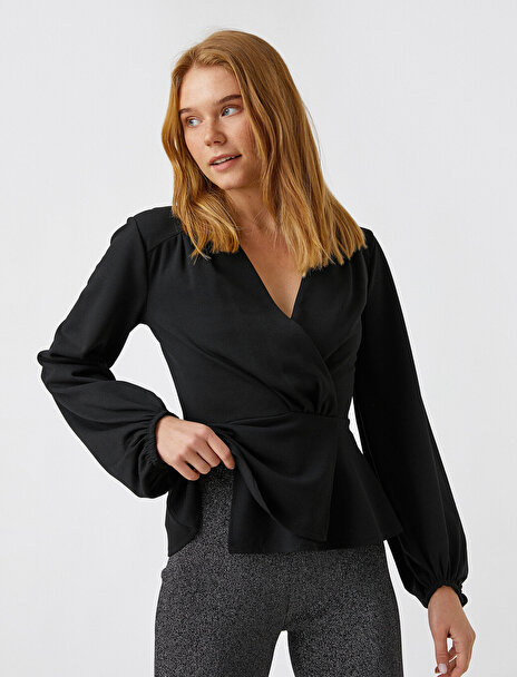 Koton Kadın V Yaka Büzgülü Bluz