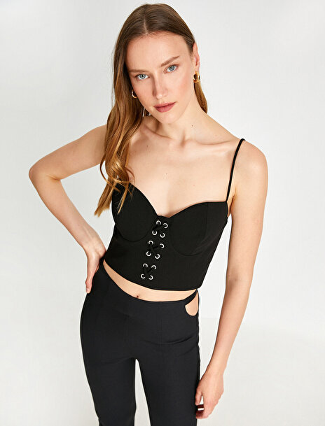 Koton Kadın Kalp Yaka Crop Bluz