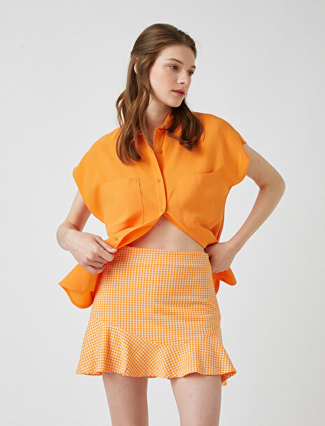 Koton Kadın Oversize Gömlek Kısa Kollu Cepli