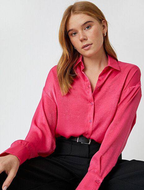 Koton Kadın Uzun Kollu Saten Gömlek