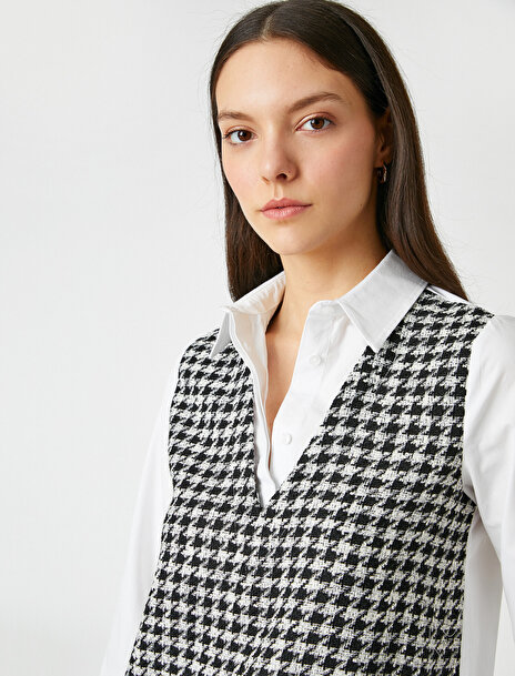 Koton Kadın Kareli Uzun Kollu Pamuklu Gömlek