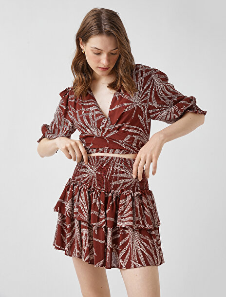 Koton Kadın Crop Anvelop Bluz Kısa Kollu