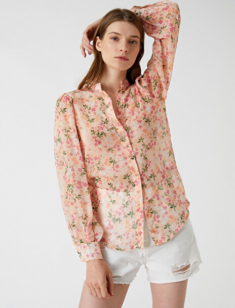 Koton Kadın Şifon Gömlek Uzun Kollu Hakim Yaka