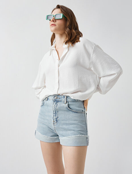 Koton Kadın Oversize Gömlek Uzun Balon Kollu