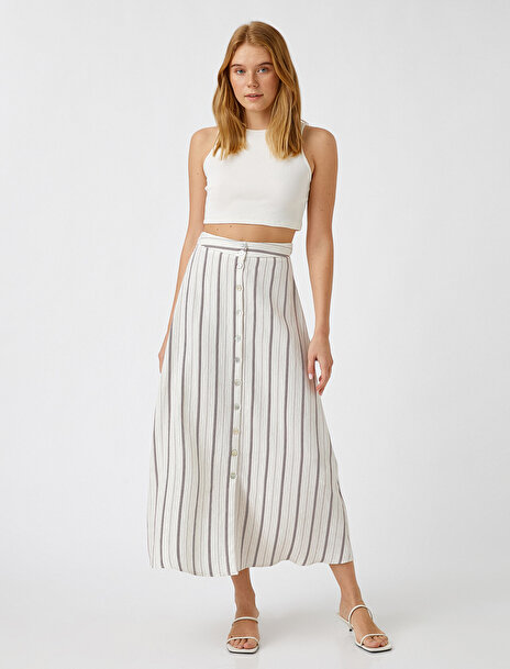 Koton Kadın Düğmeli Midi Etek