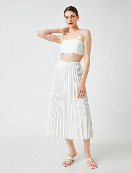 Koton Kadın Pilili Midi Boy Etek Beli Lastikli