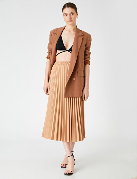 Koton Kadın Pilili Midi Boy Etek Beli Lastikli