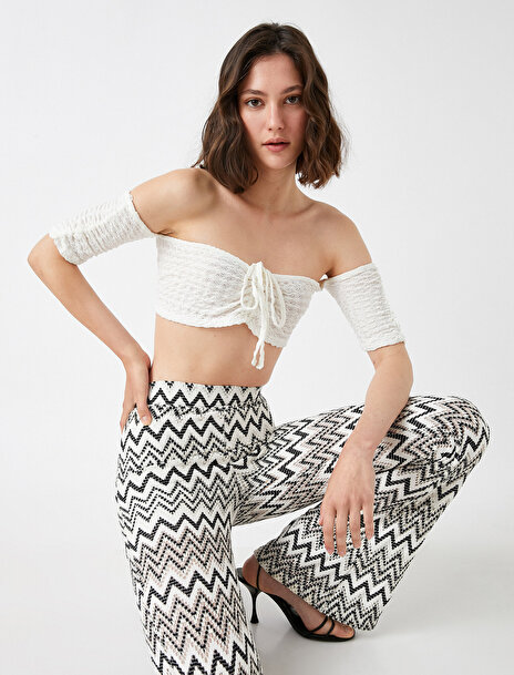 Koton Kadın Straplez Crop Bluz Bağlama Detaylı