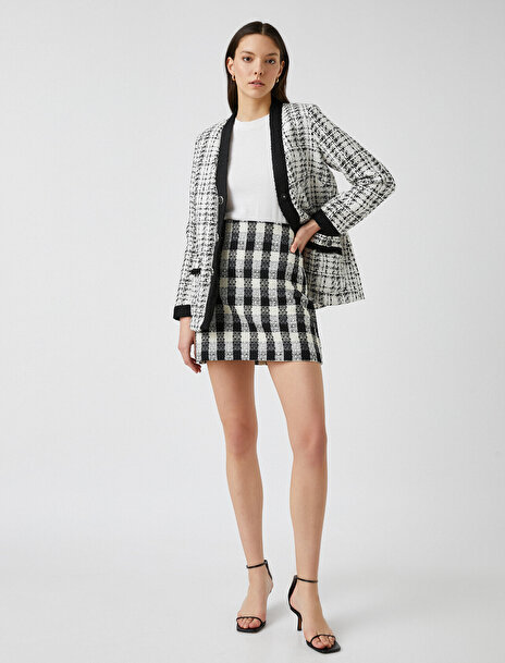 Koton Kadın Kareli Mini Etek